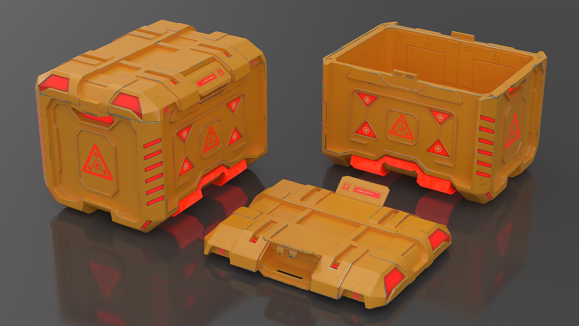 3D Sci-Fi Storage Crate Orange Locked - TurboSquid 2349203