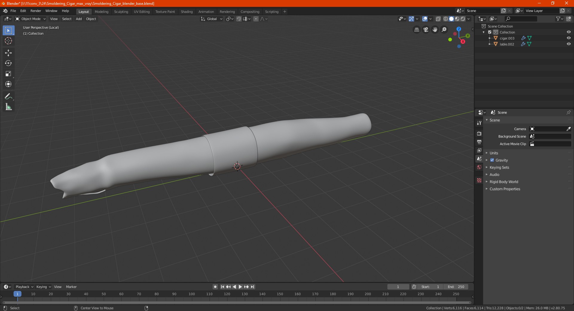 Smoldering Cigar 3D Model - TurboSquid 1853398