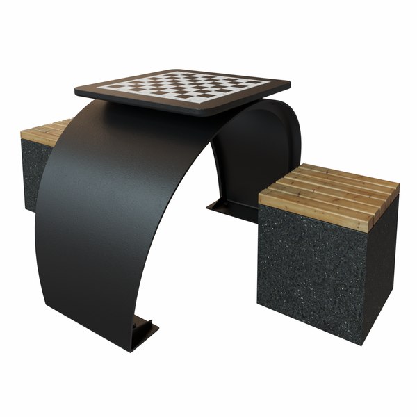 Chess table and two benches E002 SHS01 3D model - TurboSquid 1752599