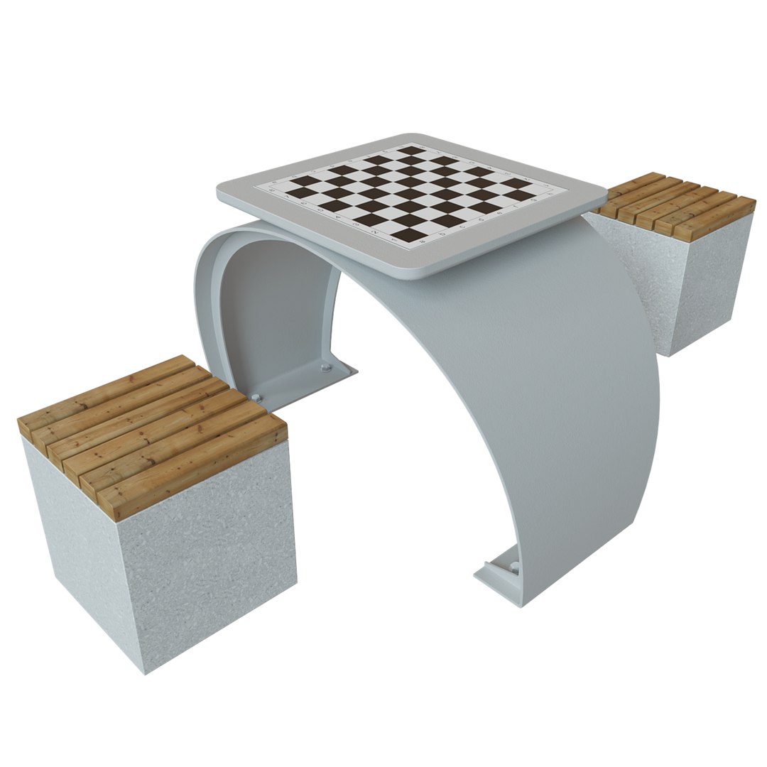 Chess Table And Two Benches E002 SHS01 3D Model - TurboSquid 1752599
