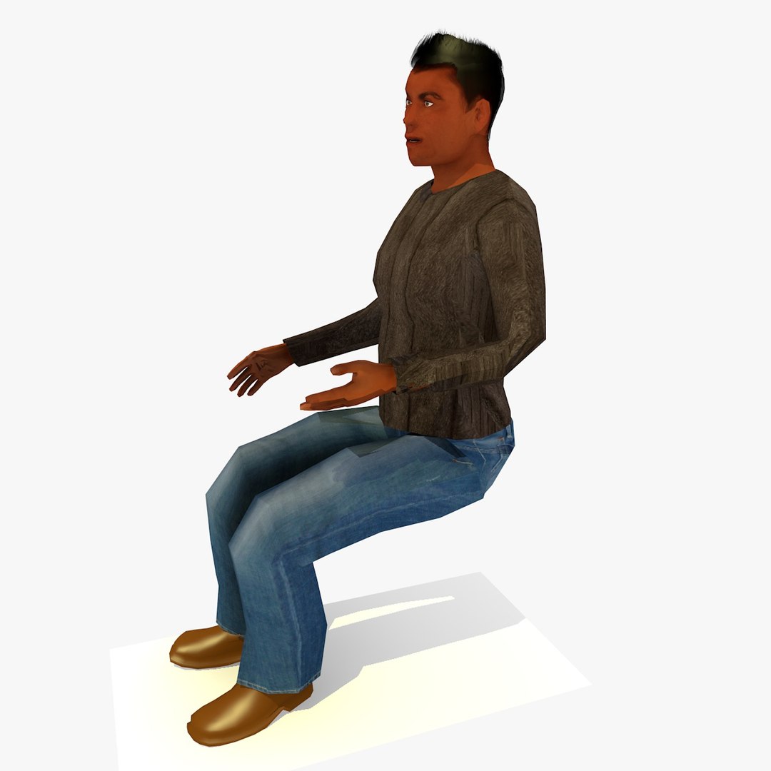 3d Model Realistically Seated African Male