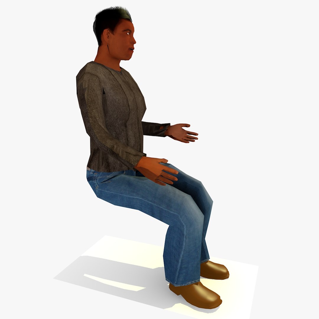 3d Model Realistically Seated African Male