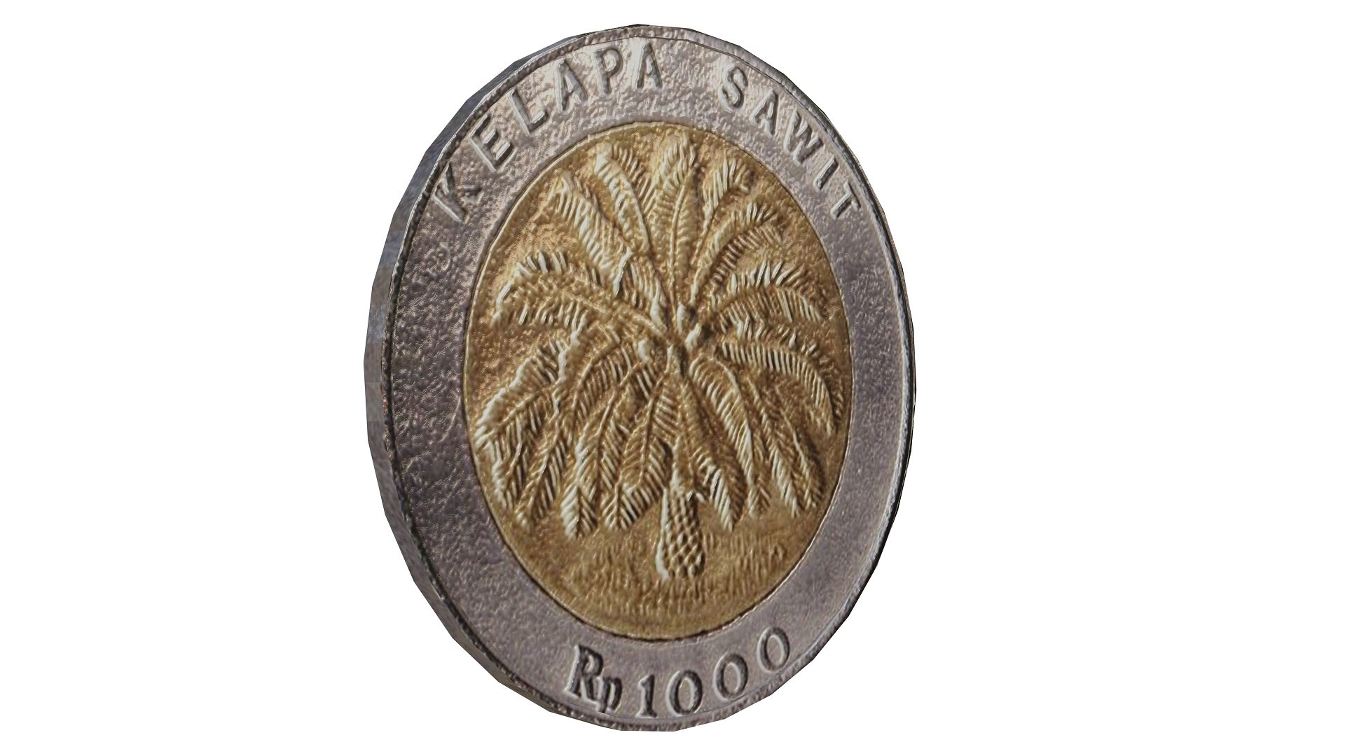 Indonesian 1000 Rupiah Coin 1993 Palm Oil Design With Gold Center Model ...