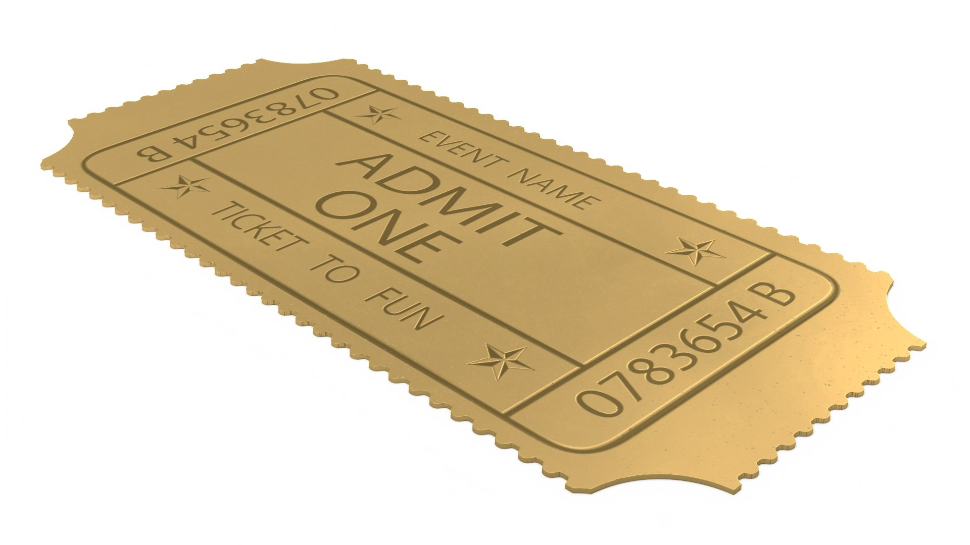 3D Event Admit One Golden Ticket - TurboSquid 2238359