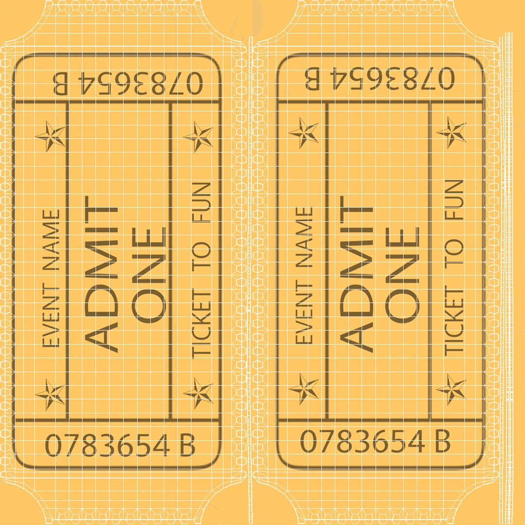 3D Event Admit One Golden Ticket - TurboSquid 2238359