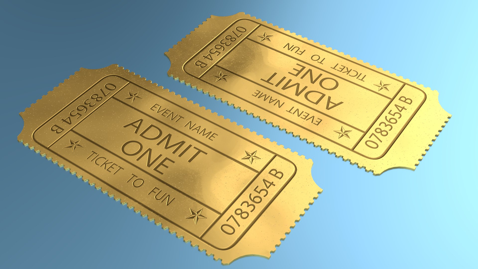 3D Event Admit One Golden Ticket - TurboSquid 2238359