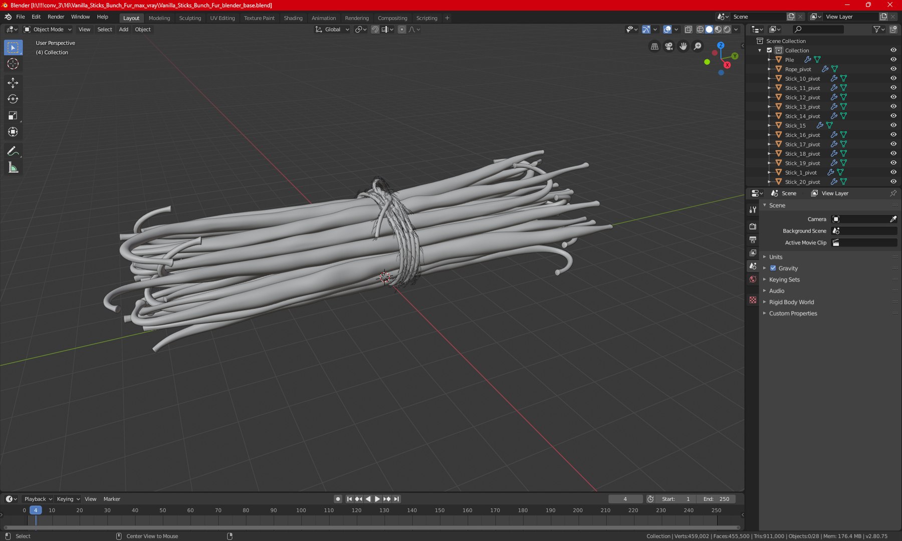 Vanilla Sticks Bunch Fur 3D Model - TurboSquid 2080737