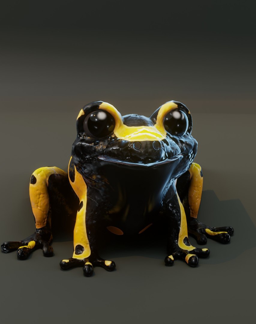 3D Cartoon Yellow-banded Frog With Facial Expressions And 12 Animations ...