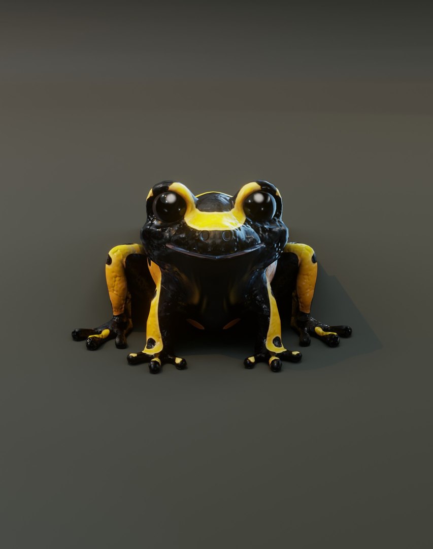 3D Cartoon Yellow-banded Frog With Facial Expressions And 12 Animations ...