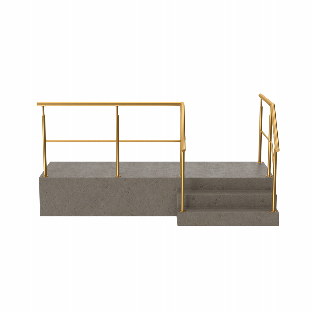 Gold Railings And Concrete Stairs 3D Model - TurboSquid 2212796