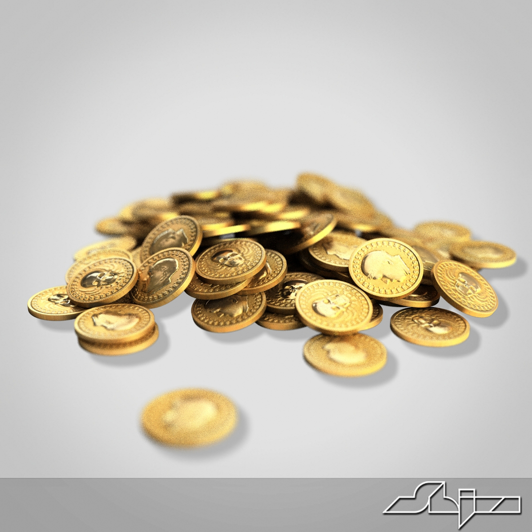 3d small heap gold coins model