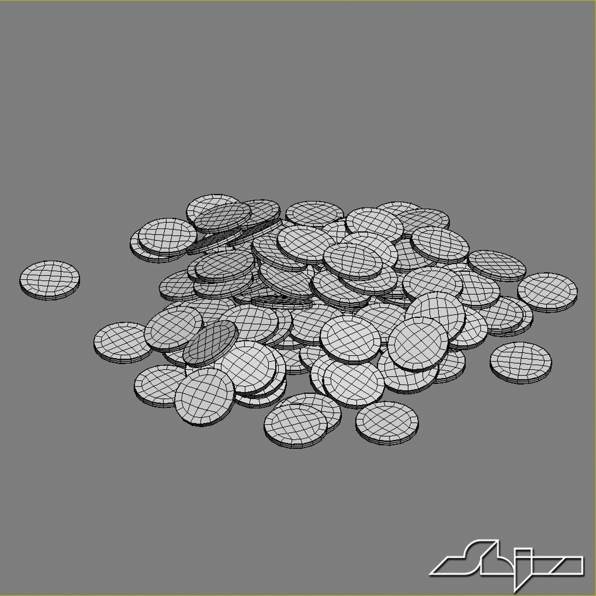 3d small heap gold coins model
