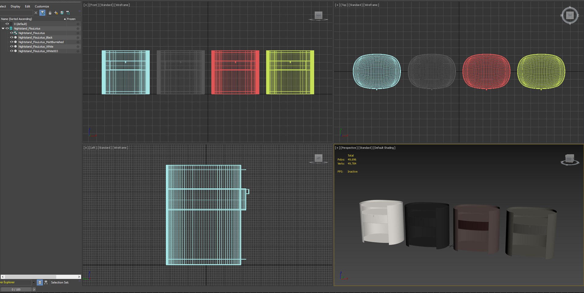 3D Model Nightstand Flou Lotus Metal Bedside Table - TurboSquid 2351511