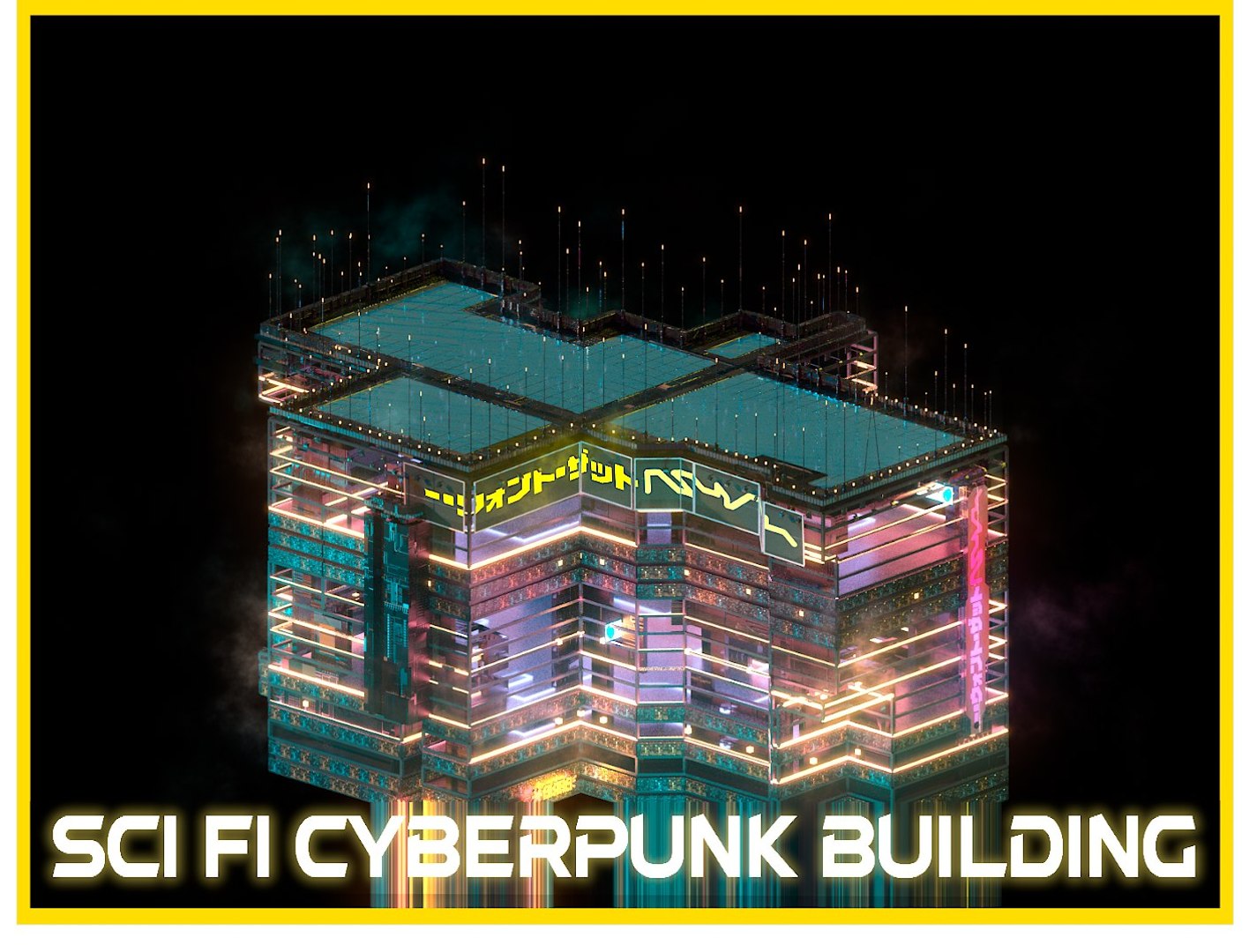 3D Sci-Fi Futuristic Cyberpunk Sci Fi City Building Skyscraper 67 ...