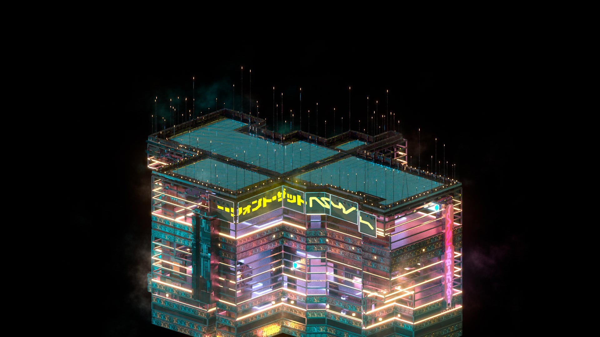 3D Sci-Fi Futuristic Cyberpunk Sci Fi City Building Skyscraper 67 ...