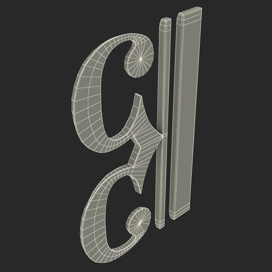 3d C Clef Symbol Modeled
