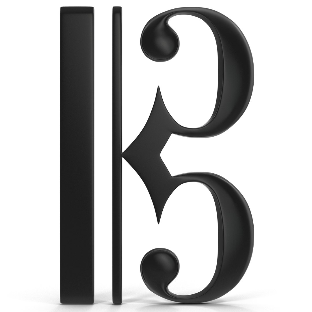 3d c clef symbol modeled