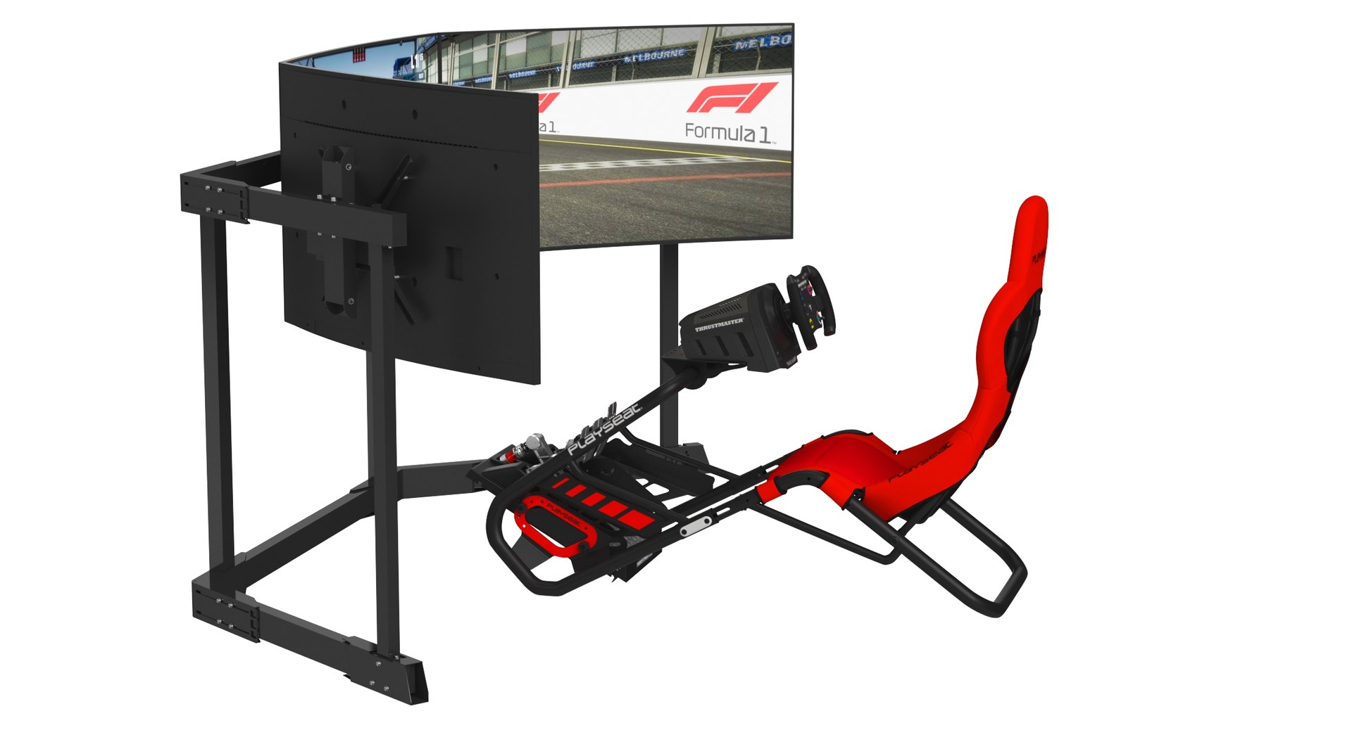 3D Playseat Trophy Red - Sim Racing Seat With 3 Monitors - TurboSquid ...
