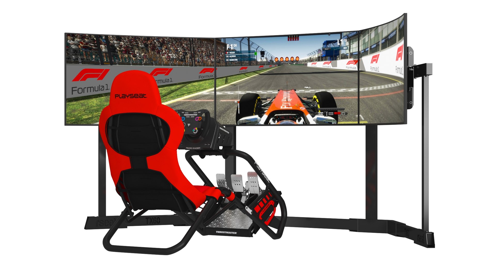 3D Playseat Trophy Red - Sim Racing Seat With 3 Monitors - TurboSquid ...