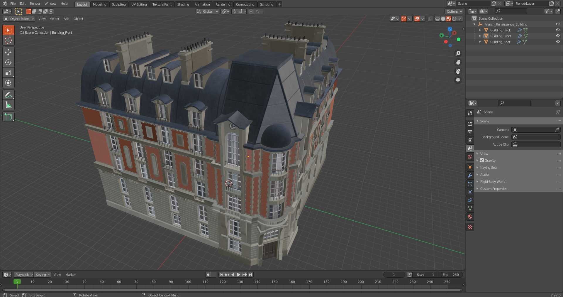 3D French Renaissance Building - TurboSquid 2281792