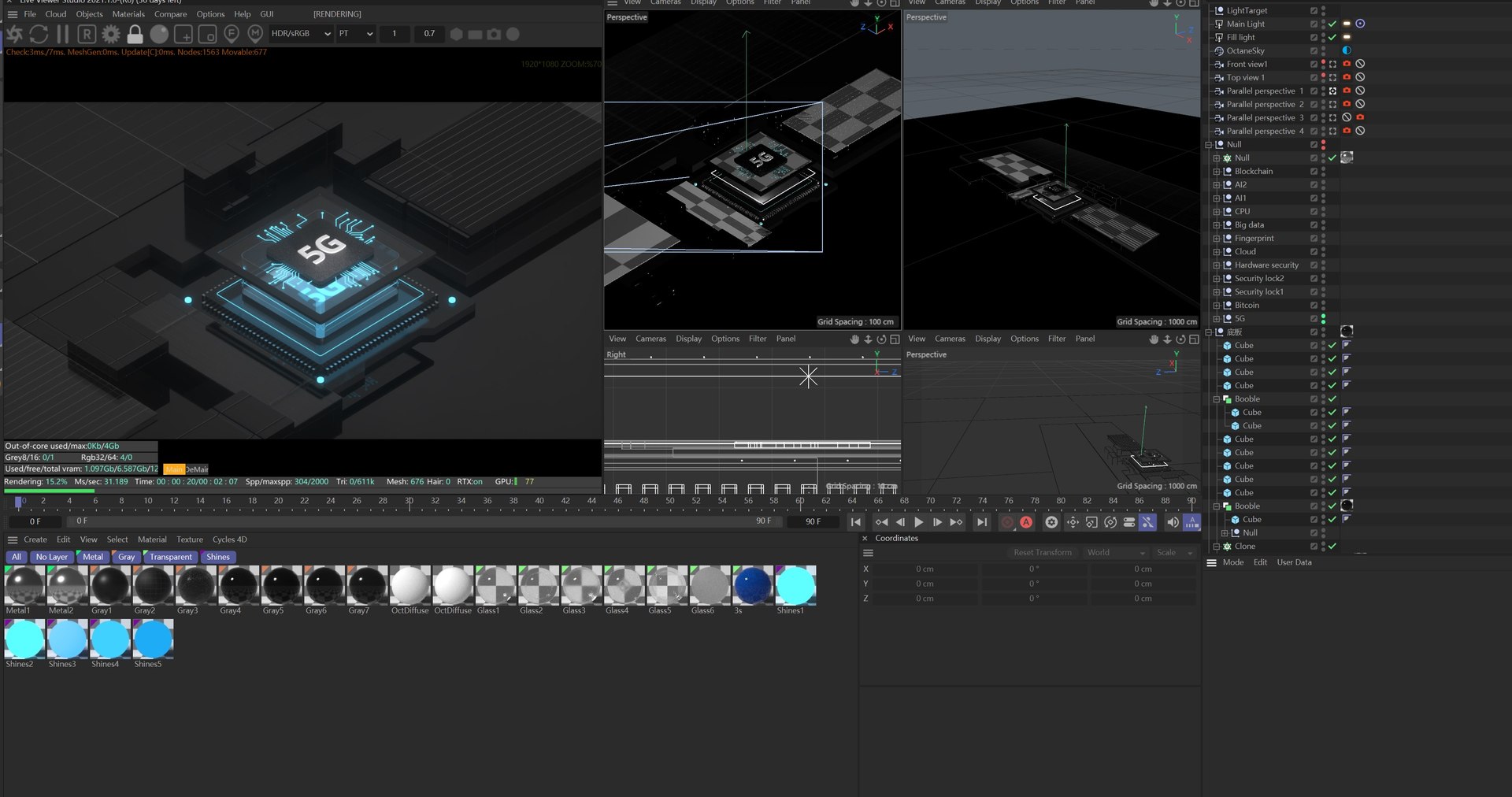 C4D Octane CPU Chip Core Capacitance Scifi Circuit Board 16 Model - TurboSquid 2141540