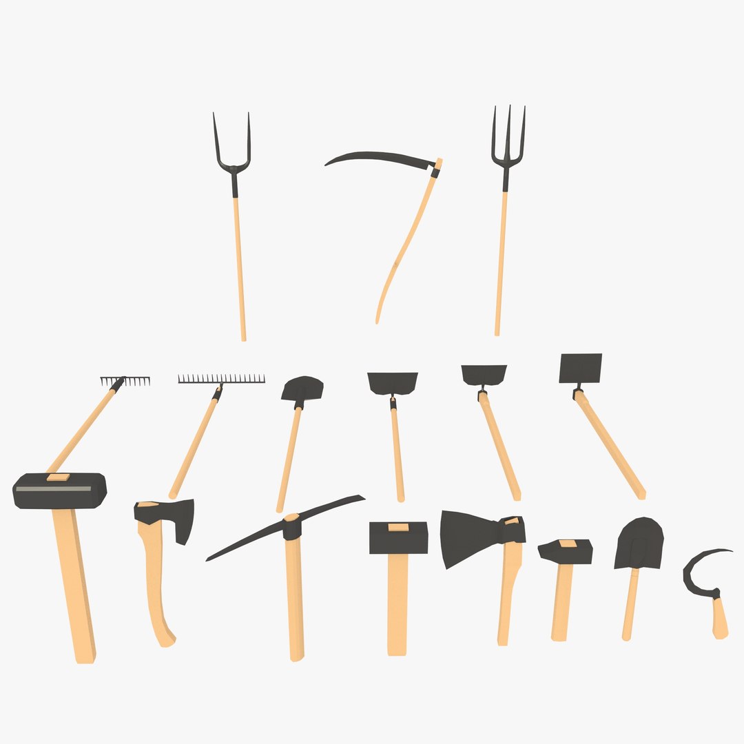 3d Axe Pitchfork Scythe Model