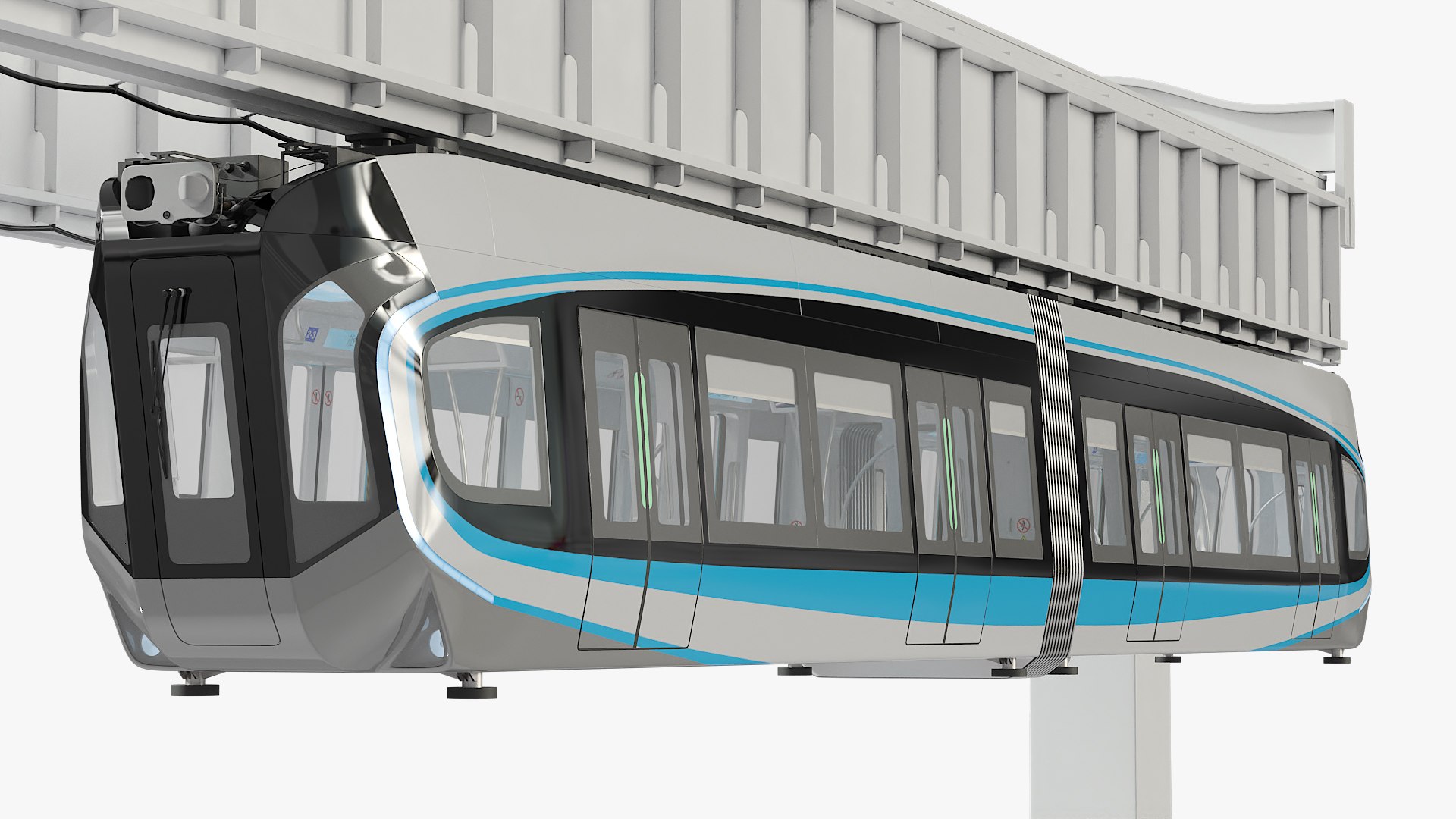 Suspended Monorail With Train Model - TurboSquid 2374869