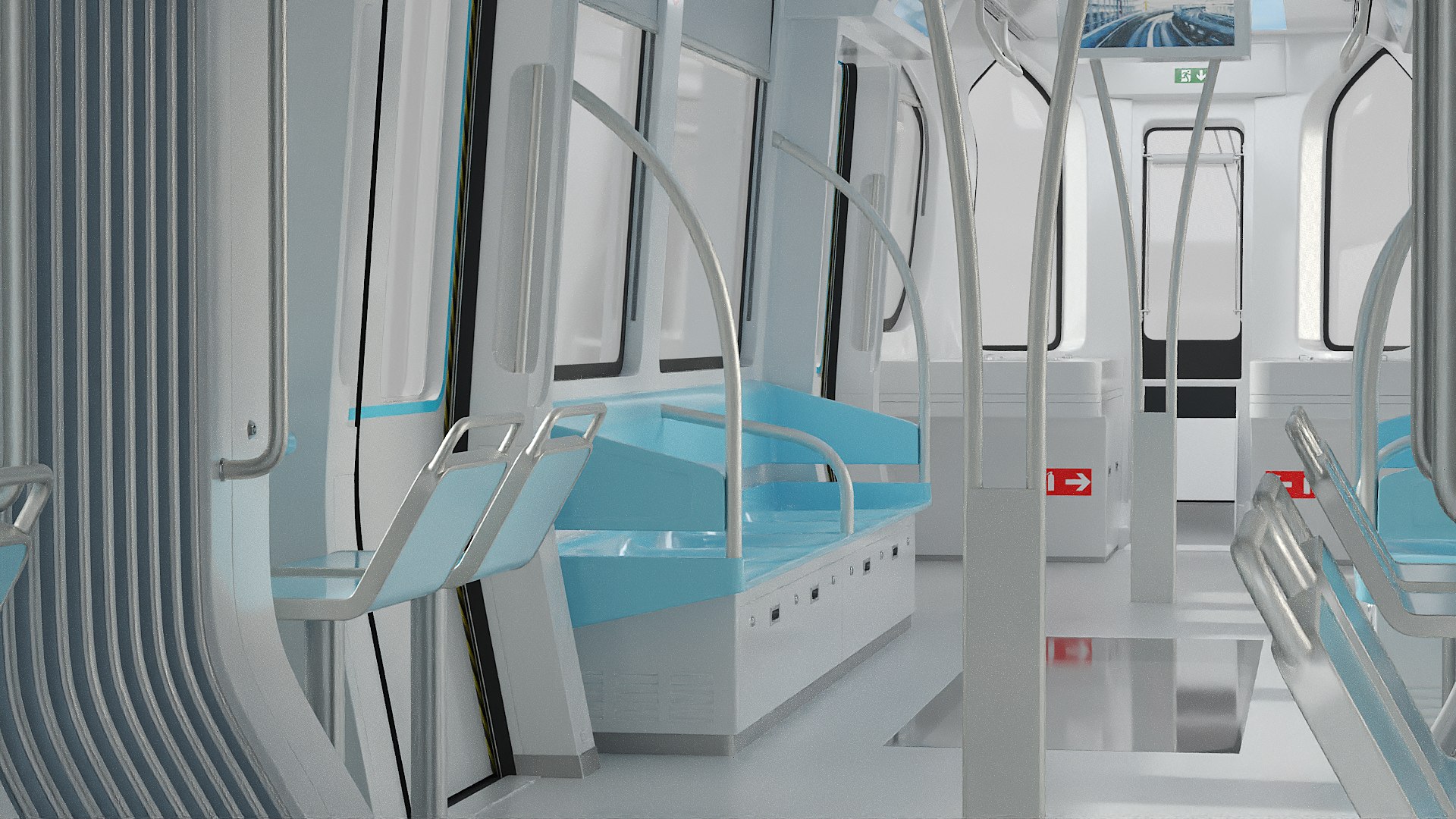 Suspended Monorail With Train Model - TurboSquid 2374869