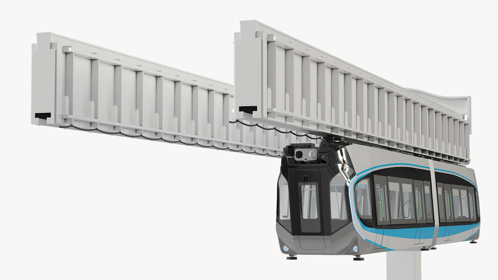 Suspended Monorail With Train Model - TurboSquid 2374869