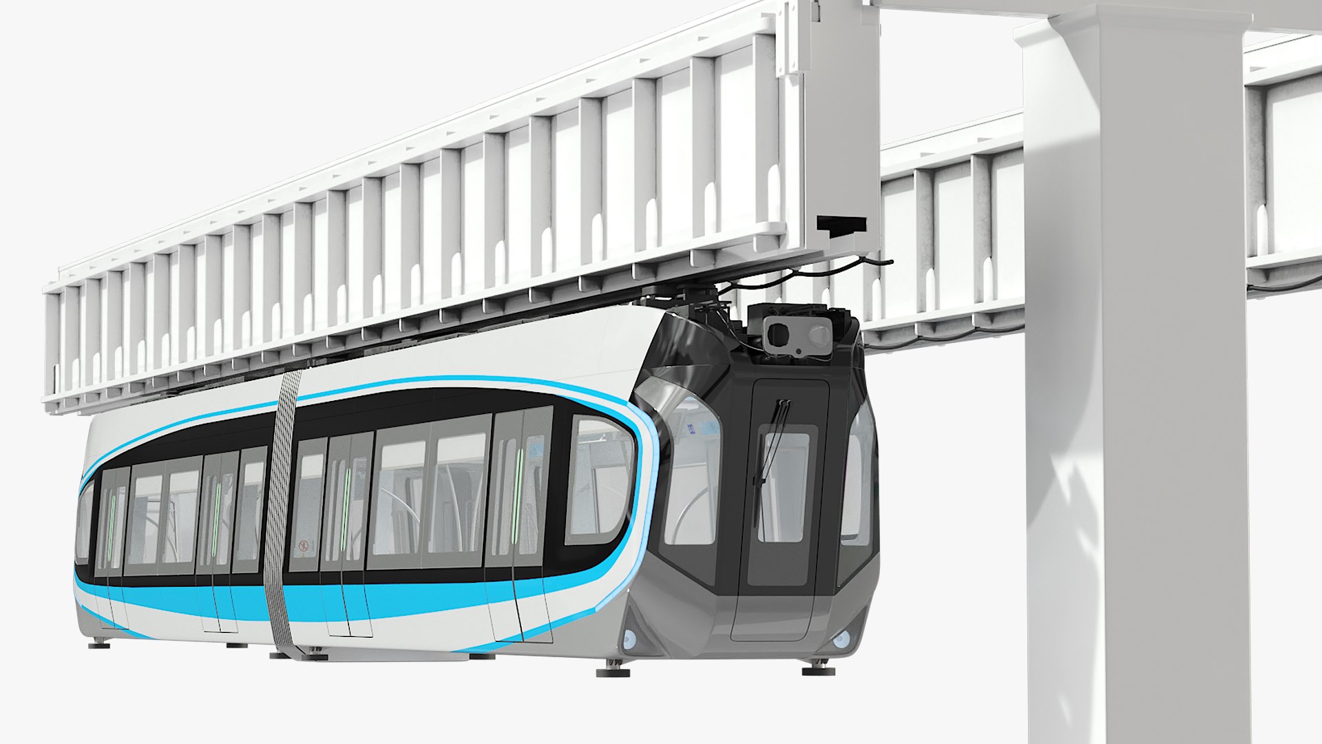 Suspended Monorail With Train Model - TurboSquid 2374869