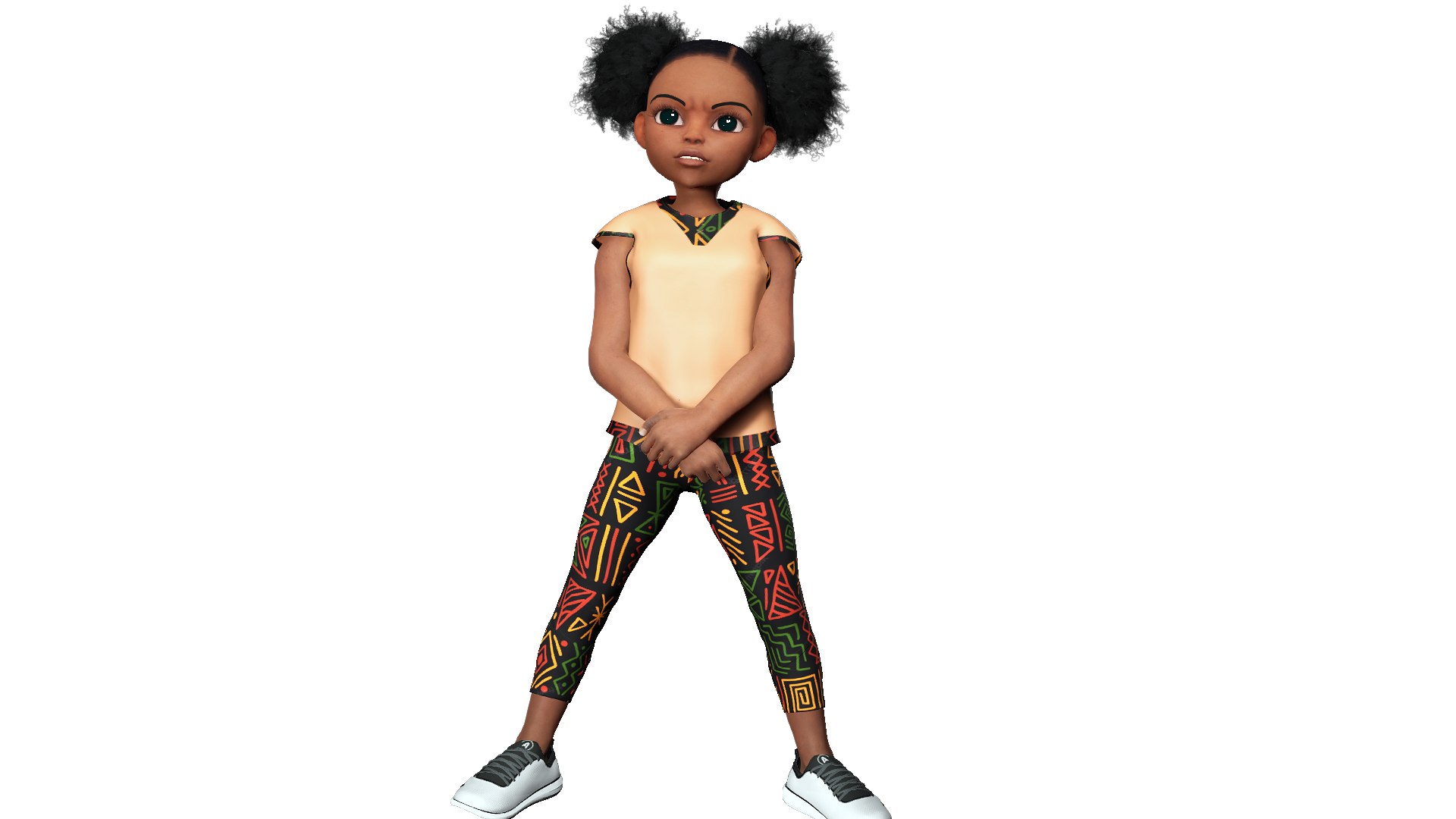 3D Stylized black afro cartoon girl - Toon Rigged Child 3D model model ...