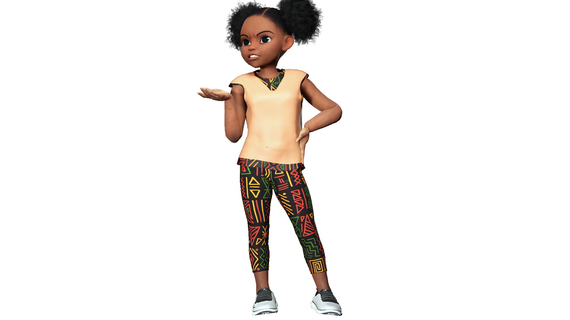 3D Stylized black afro cartoon girl - Toon Rigged Child 3D model model ...