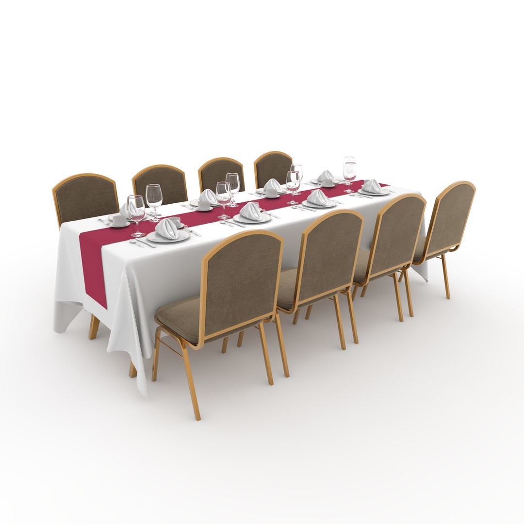 3D Banquet Table And Chair 82 - TurboSquid 2432400