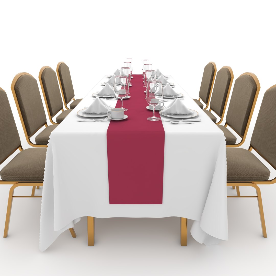 3D Banquet Table And Chair 82 - TurboSquid 2432400