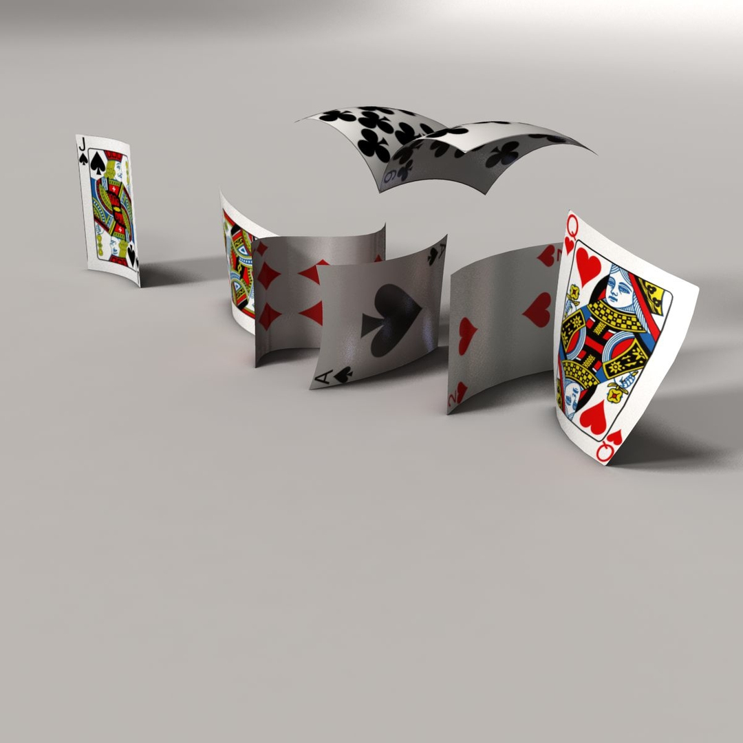 red playing cards 3d ma