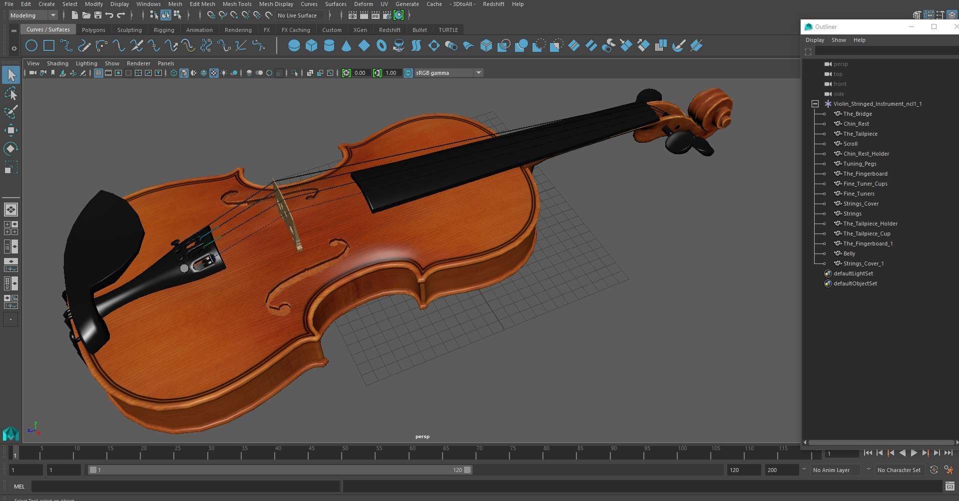 Violin Stringed Instrument 3D Model - TurboSquid 2146539