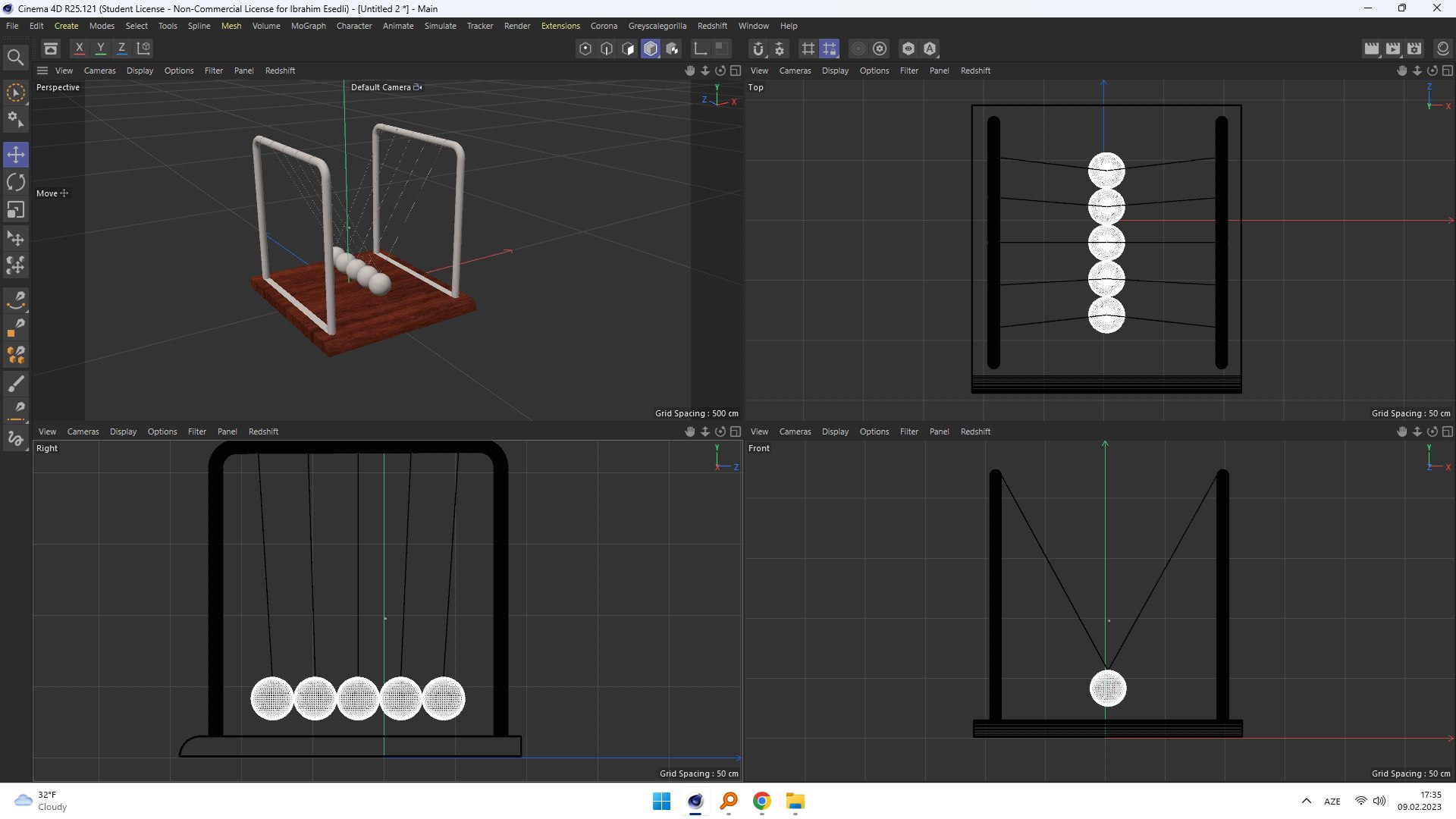 3D Newtons Cradle C4D - TurboSquid 2025618