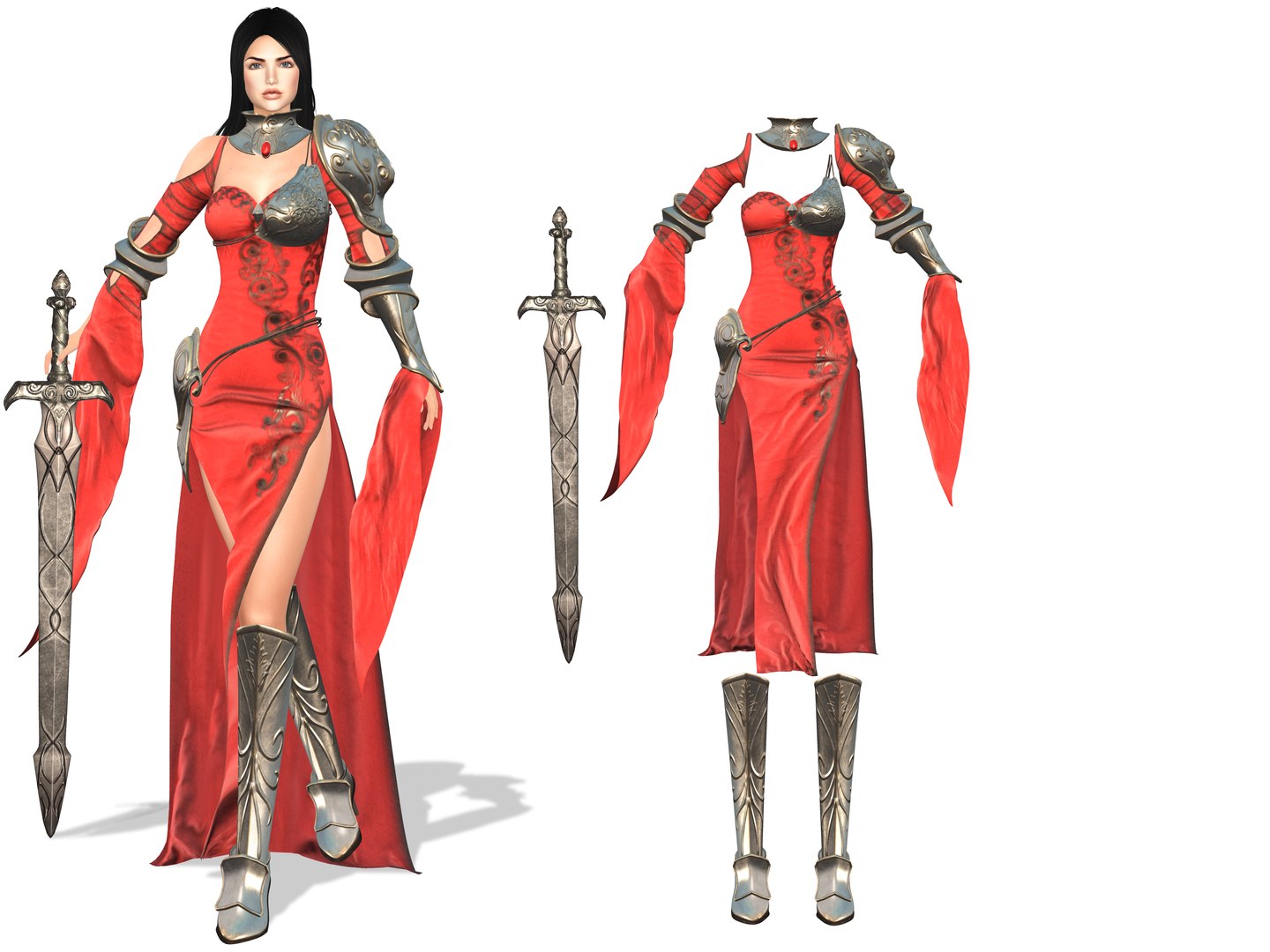 3D Red Fantasy Full Warrior Outfit Model - TurboSquid 1918464