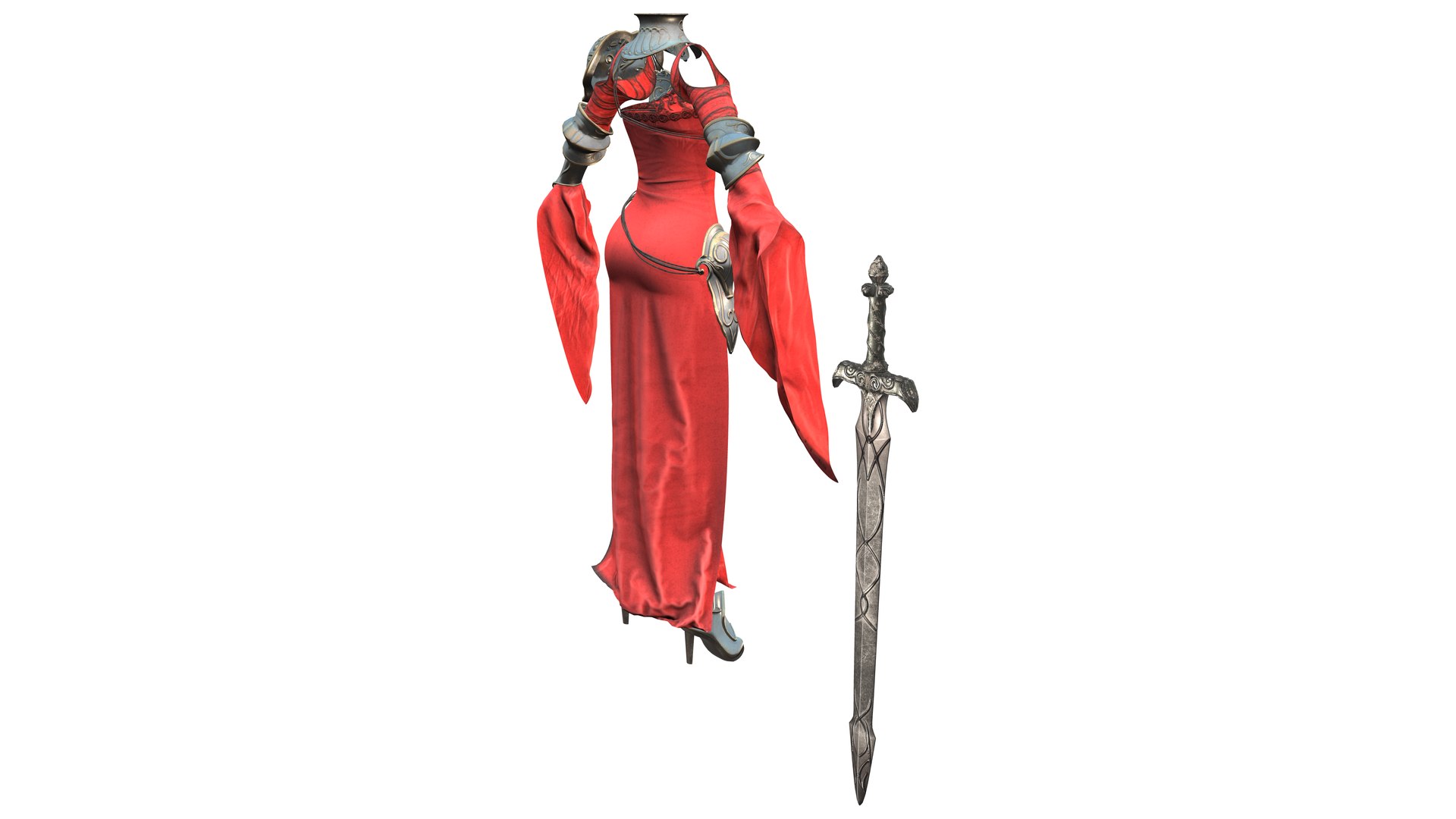 3D Red Fantasy Full Warrior Outfit Model - TurboSquid 1918464