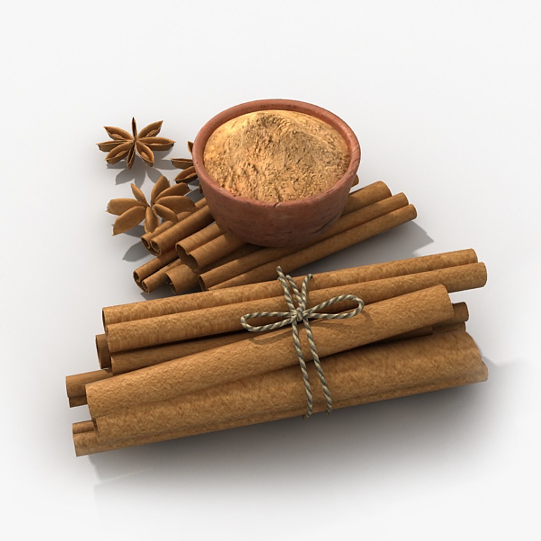 3d Model Cinnamon Sticks Powder