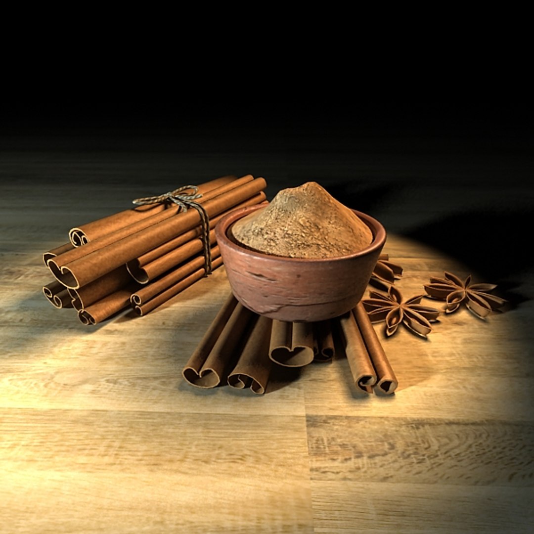 3d Model Cinnamon Sticks Powder