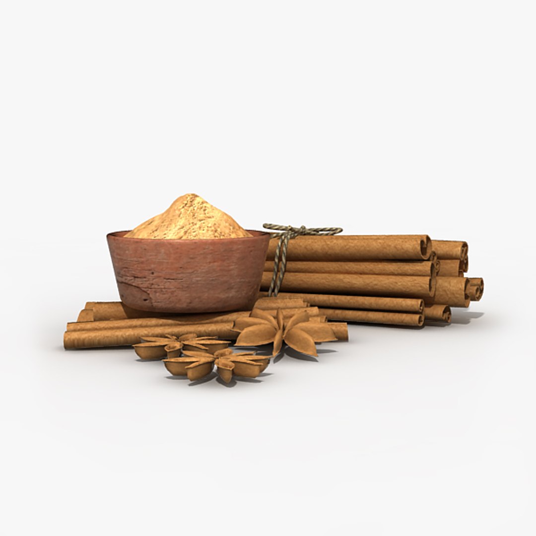 3d Model Cinnamon Sticks Powder