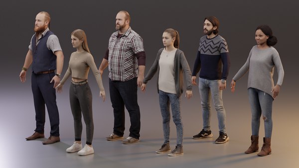 3D rigged - characters animate crowd - TurboSquid 1592699