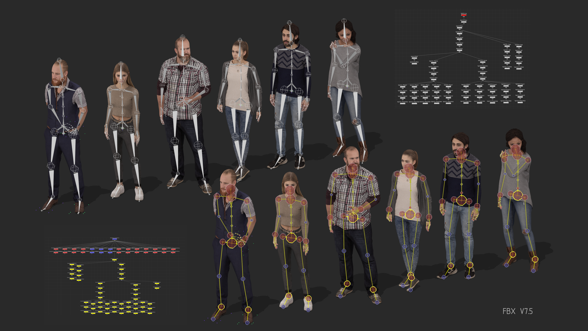 3D rigged - characters animate crowd - TurboSquid 1592699