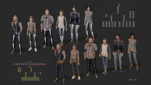 3D rigged - characters animate crowd - TurboSquid 1592699