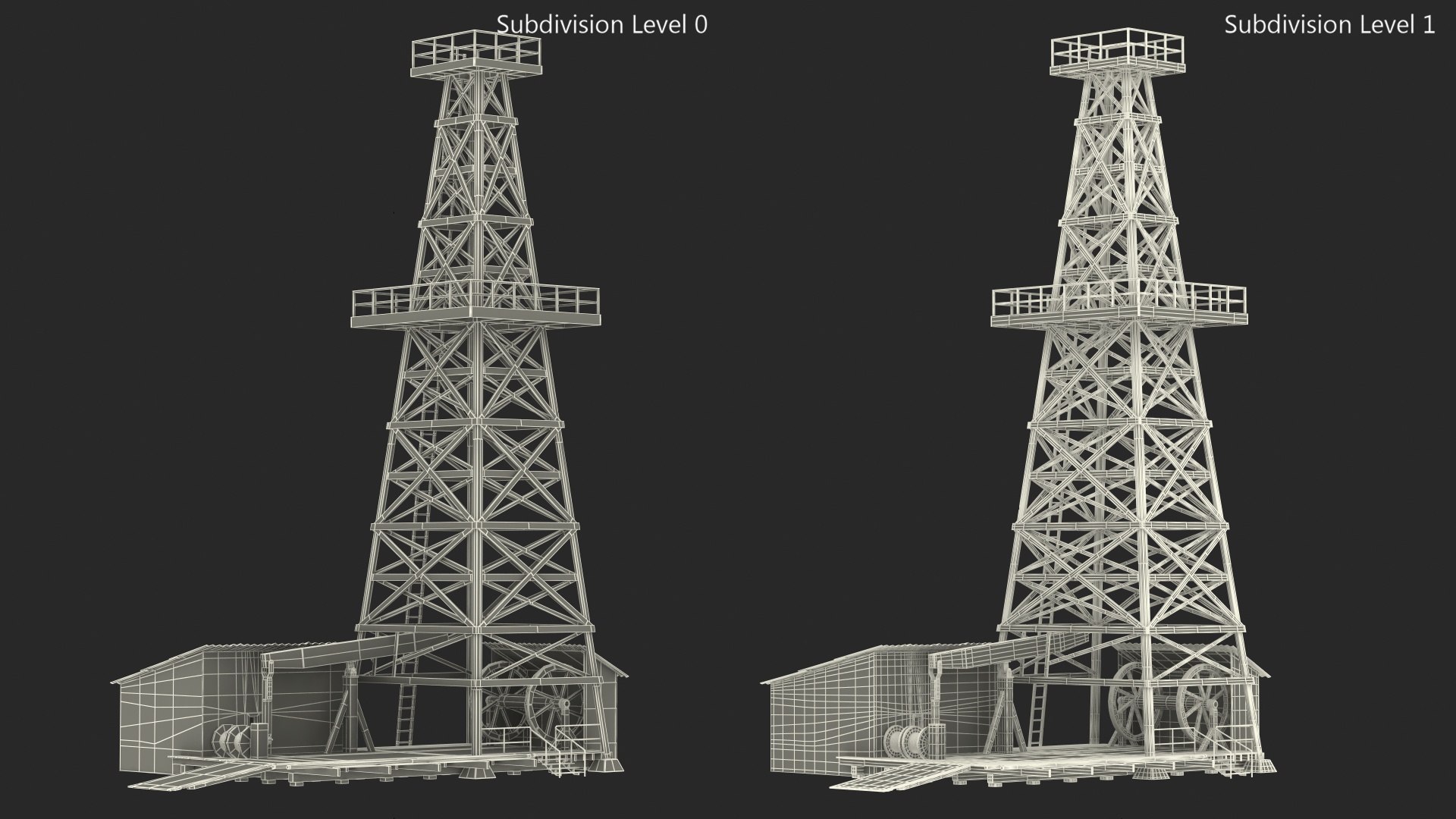 Old Wooden Oil Derrick 3D model - TurboSquid 1987008