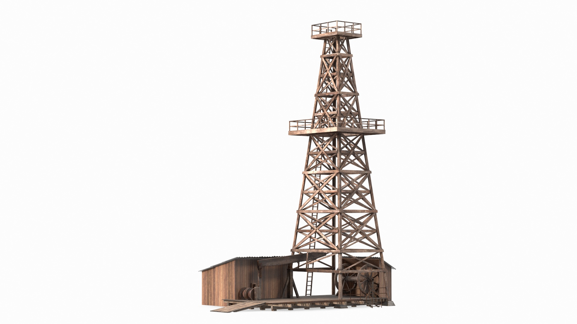 Old Wooden Oil Derrick 3D Model - TurboSquid 1987008