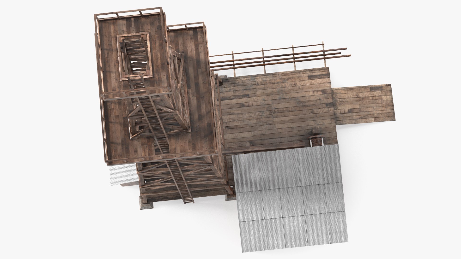 Old Wooden Oil Derrick 3D model - TurboSquid 1987008