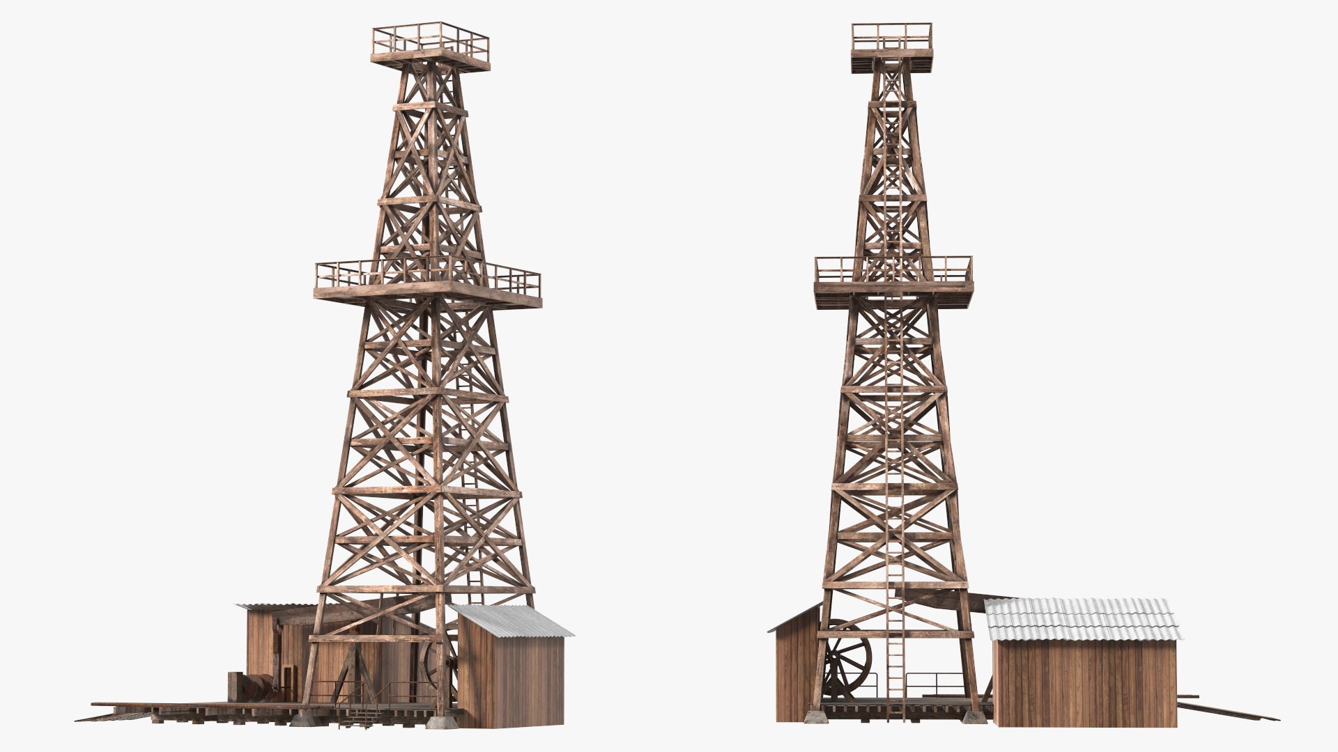 Old Wooden Oil Derrick 3D model - TurboSquid 1987008