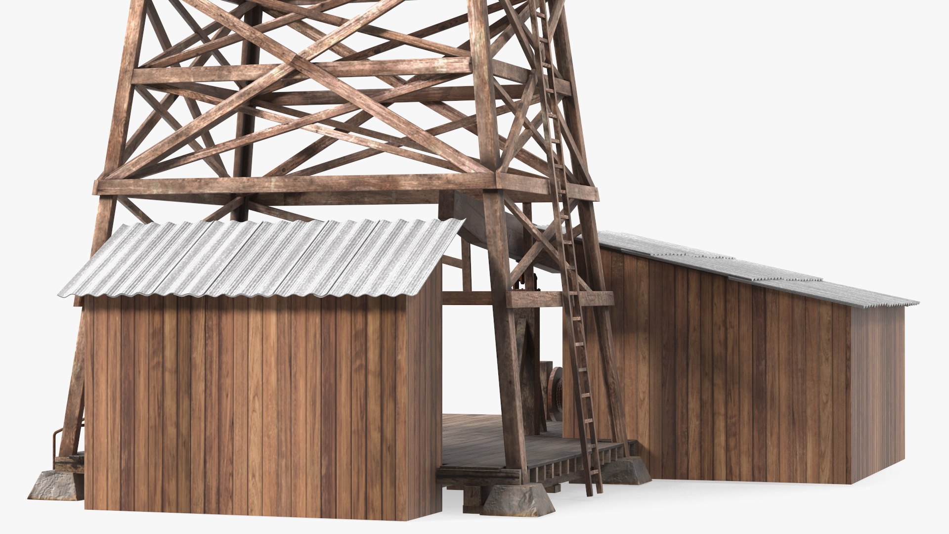 Old Wooden Oil Derrick 3D model - TurboSquid 1987008